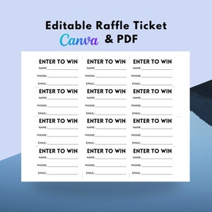 Printable Raffle Ticket Template for Canva Editable Custom Draw Entry ...