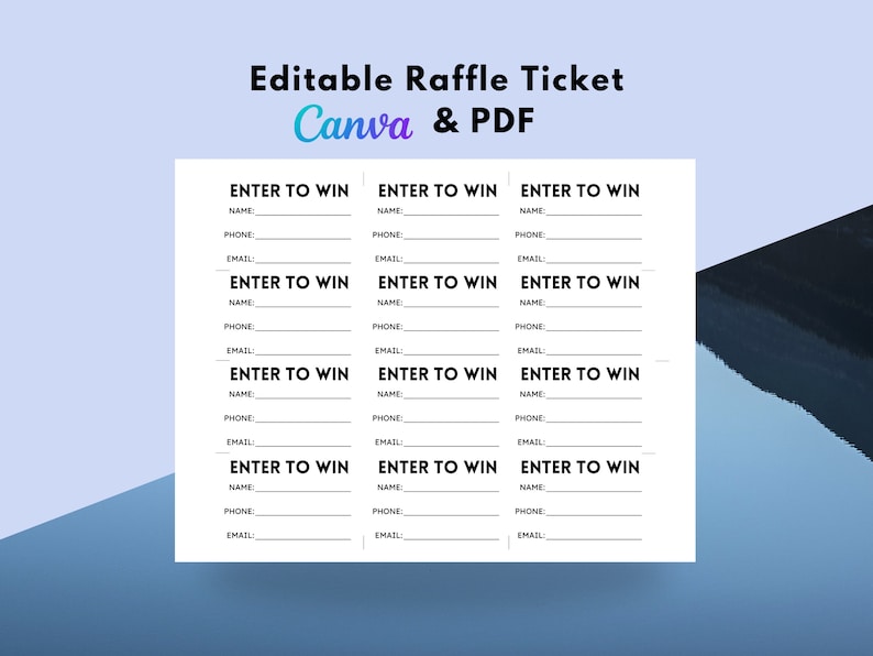 Printable Raffle Ticket Template for Canva Editable Custom Draw Entry ...