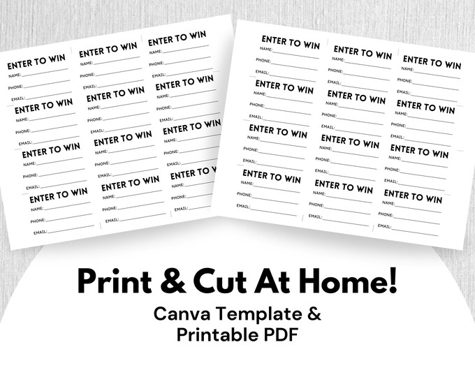 Printable Raffle Tickets, Enter to Win Tickets, Printable Enter to Win ...