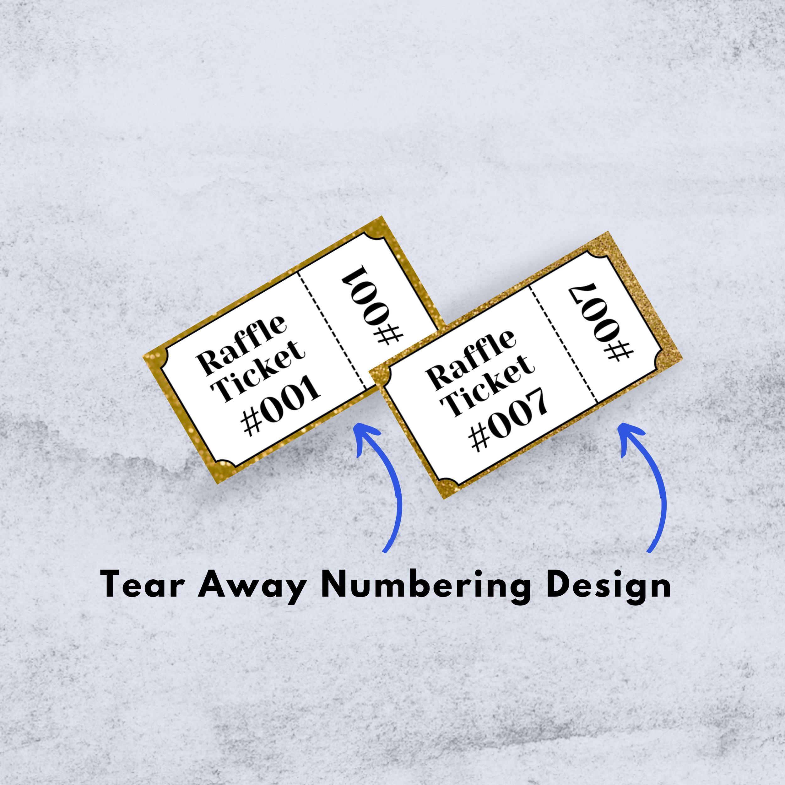 Gold Numbered Raffle Tickets Printable Enter to Win Gala Fundraiser Ticket With Numbers 1 to 300 ...