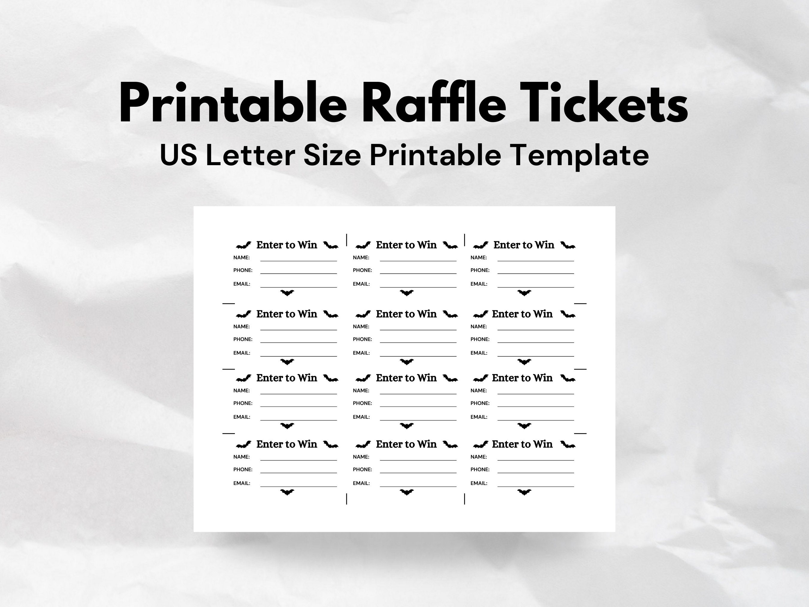 Spooky Printable Raffle Tickets Halloween Bats Enter to Win - Etsy