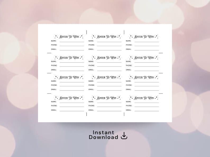 Sparkle Printable Raffle Ticket Template Cute Enter to Win Draw Tickets ...