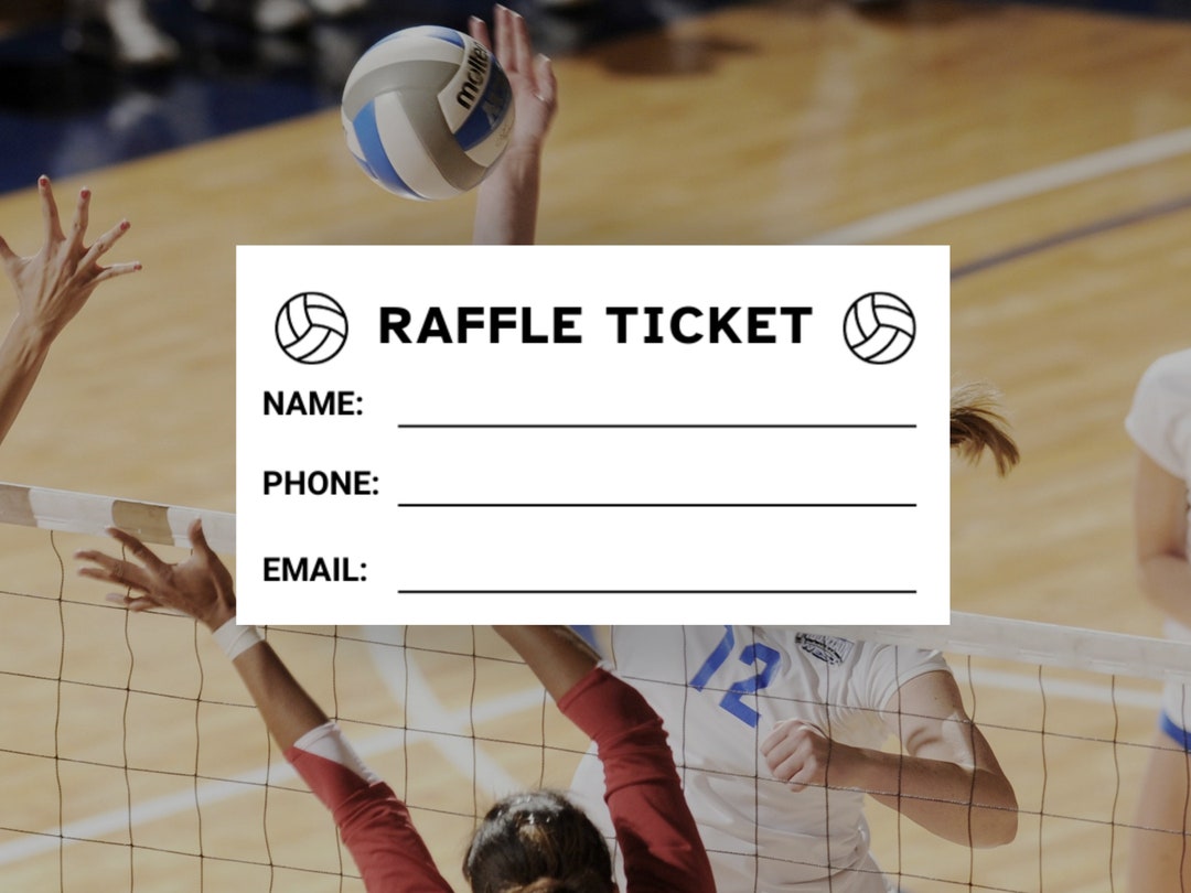 Volleyball Printable Raffle Ticket Template Team Event Enter to Win ...