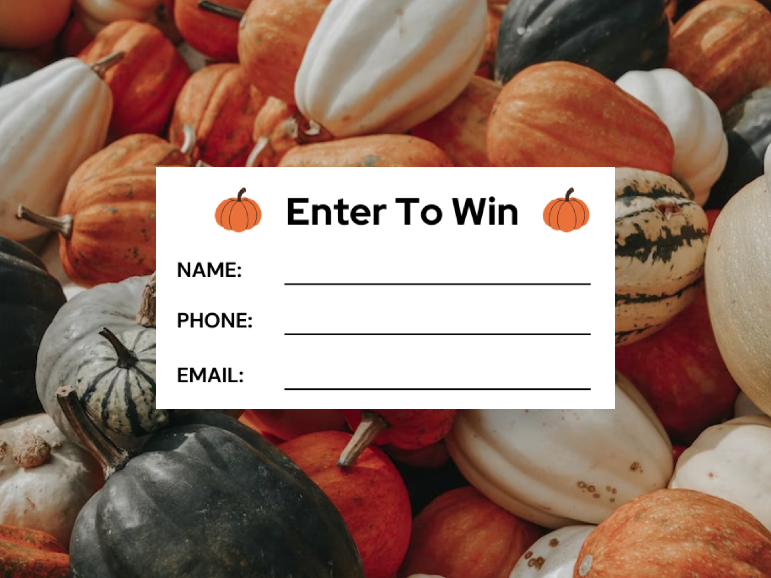 Pumpkin Printable Raffle Ticket Template Raffle Enter to Win - Etsy