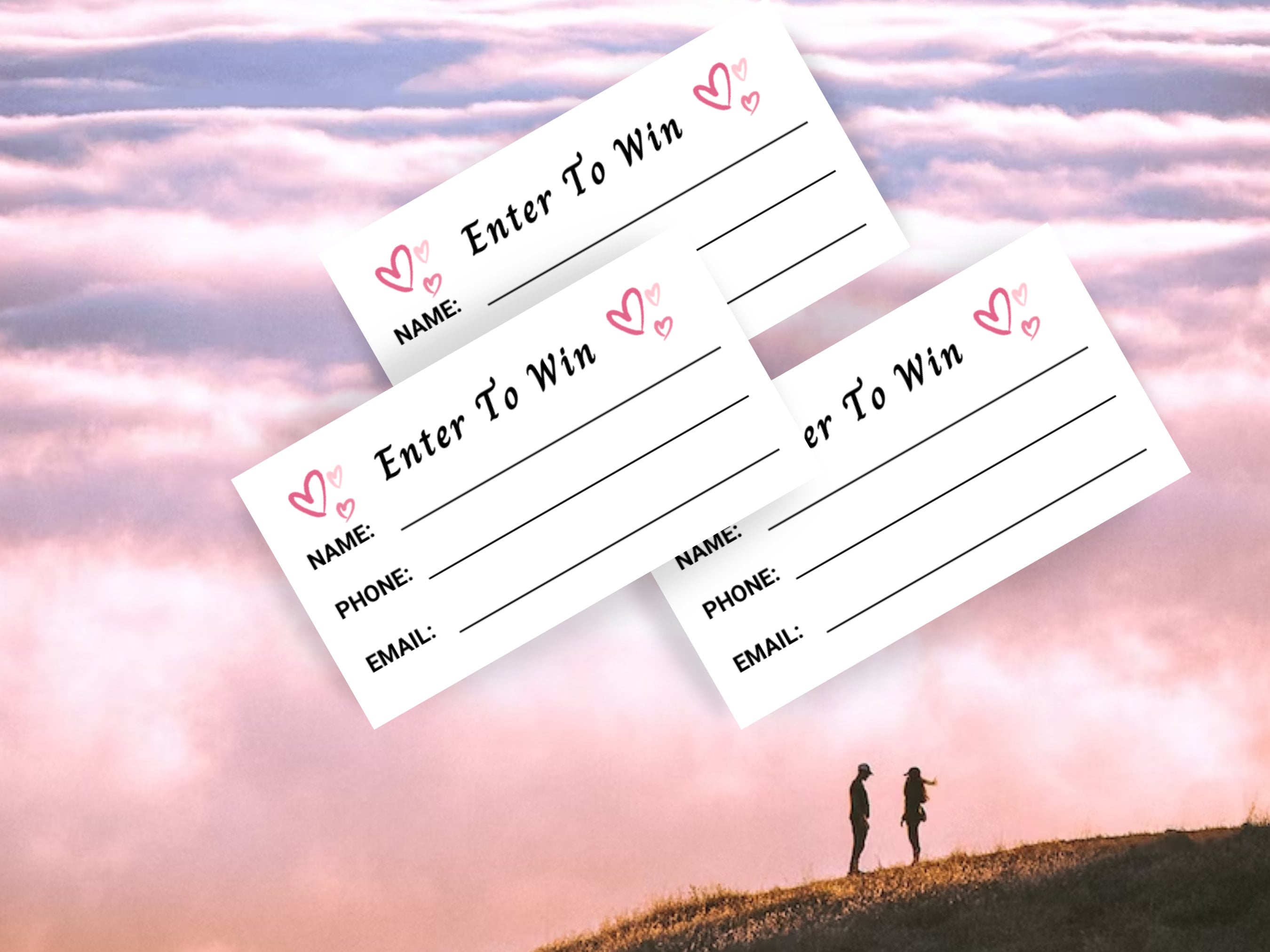 Pink Hearts Printable Raffle Ticket Template Valentines Day Enter to ...