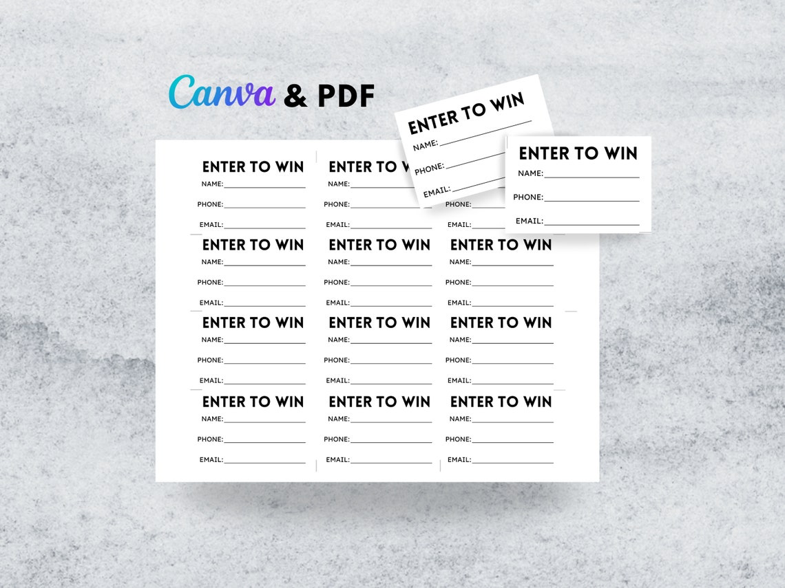 Printable Raffle Ticket Template for Canva Editable Custom Draw Entry ...