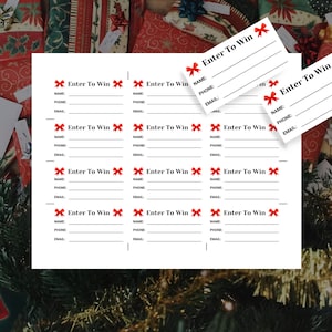 Red Ribbon Printable Raffle Ticket Template Christmas Present Enter to ...