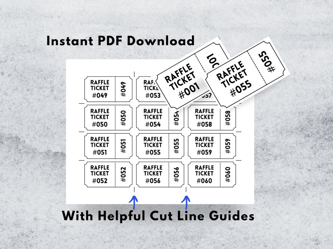 Printable Numbered Raffle Ticket Enter to Win Tickets With Numbers 1 to ...