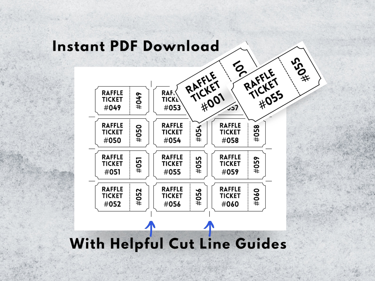 Printable Numbered Raffle Ticket Enter to Win Tickets With Numbers 1 to ...