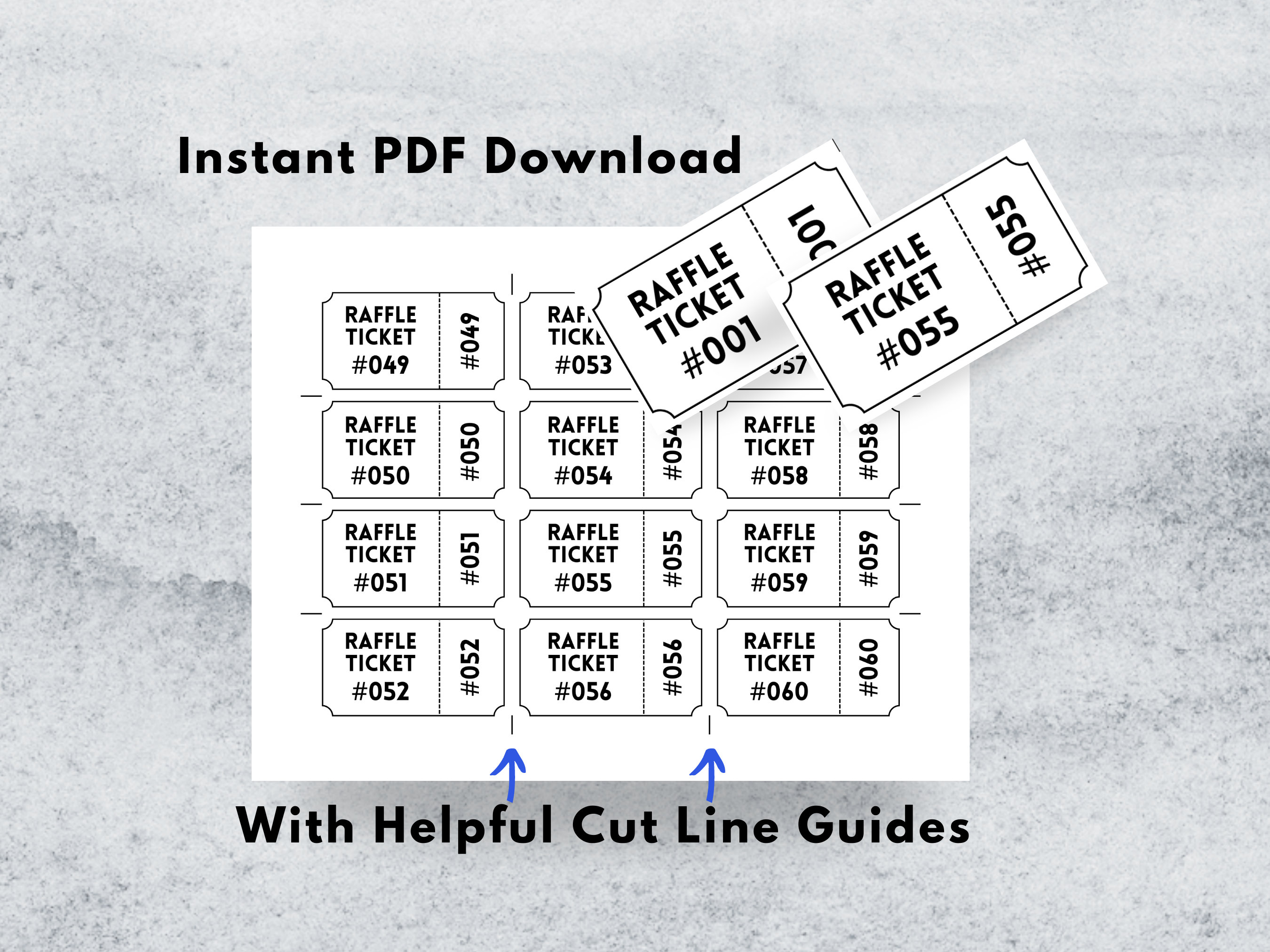 Printable Numbered Raffle Ticket Enter to Win Tickets With Numbers 1 to ...