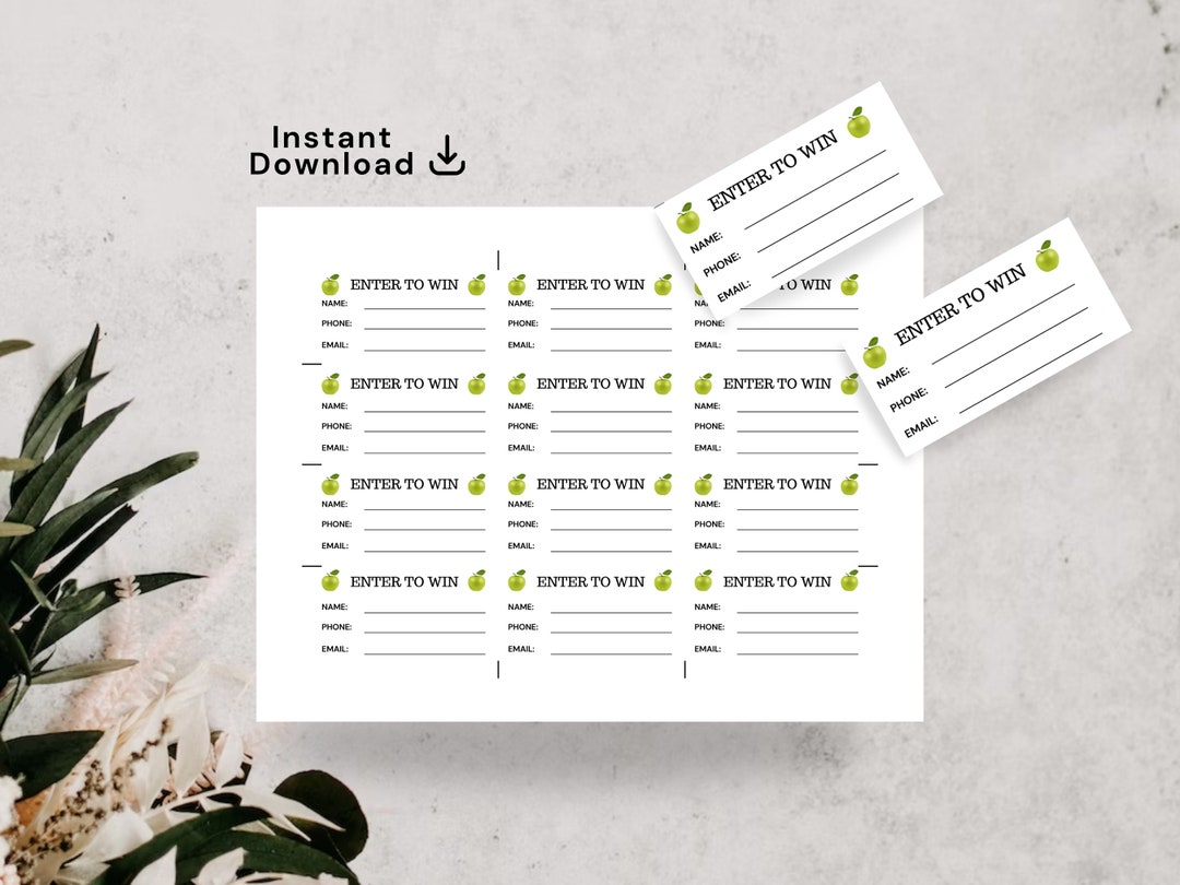 Green Apple Printable Raffle Ticket Template Fruit Market Stand Enter ...