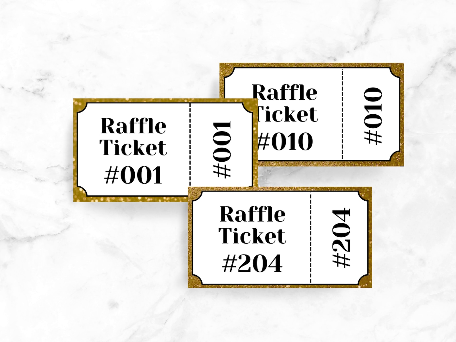 Gold Numbered Raffle Tickets Printable Enter to Win Gala Fundraiser ...