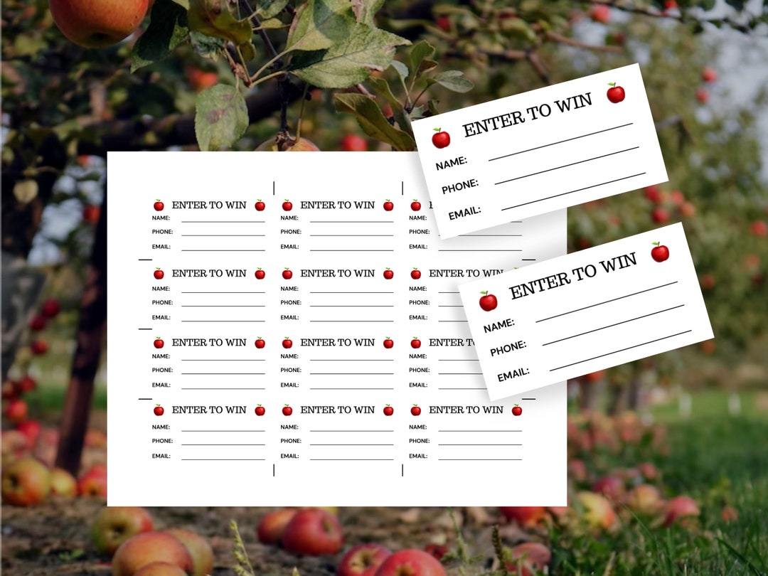 Red Apple Printable Raffle Ticket Template Fruit Market Stand Enter to ...