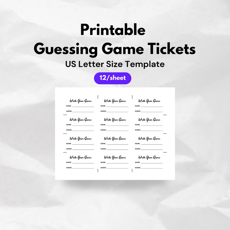 Write Your Guess Printable PDF Guess How Many Raffle Ticket Template ...