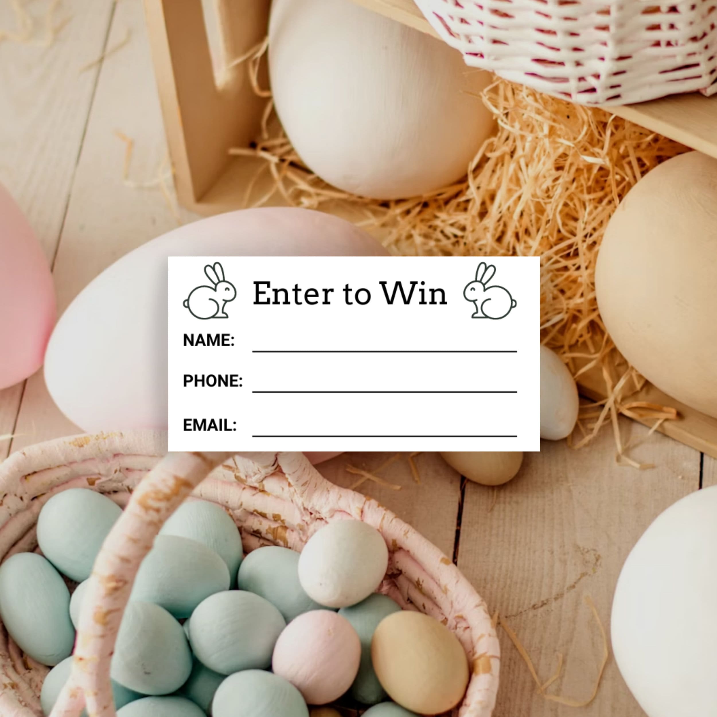 Rabbit Printable Raffle Ticket Template Cute Easter Bunny Enter to Win ...