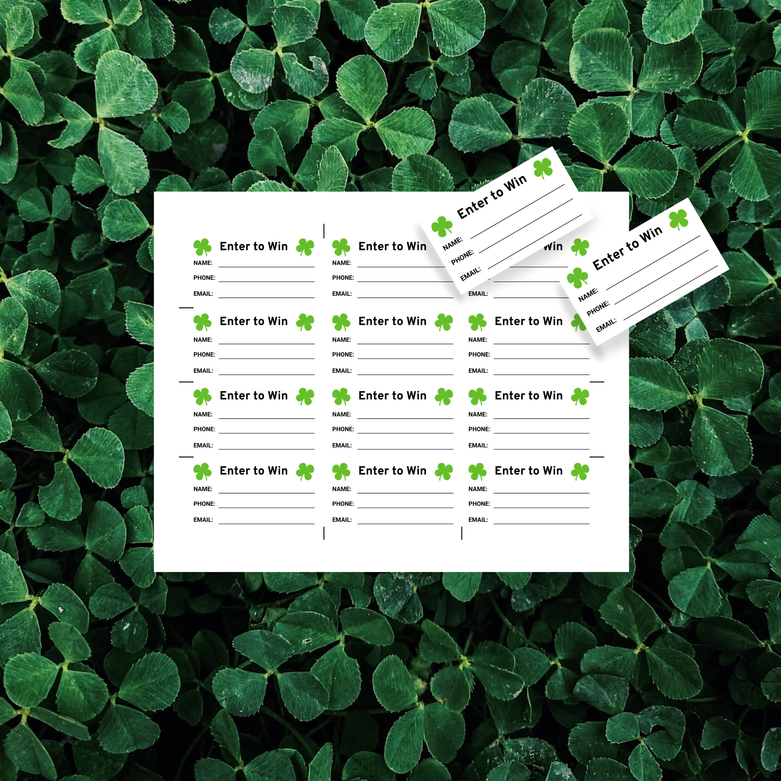 Lucky 4 Leaf Clover Printable Raffle Ticket Template St Patrick Enter ...