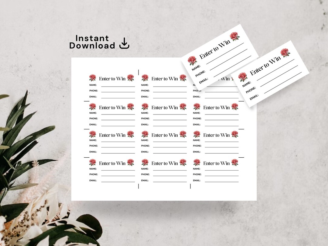 Red Rose Raffle Tickets Cute Floral Raffle Enter to Win Tickets Draw ...