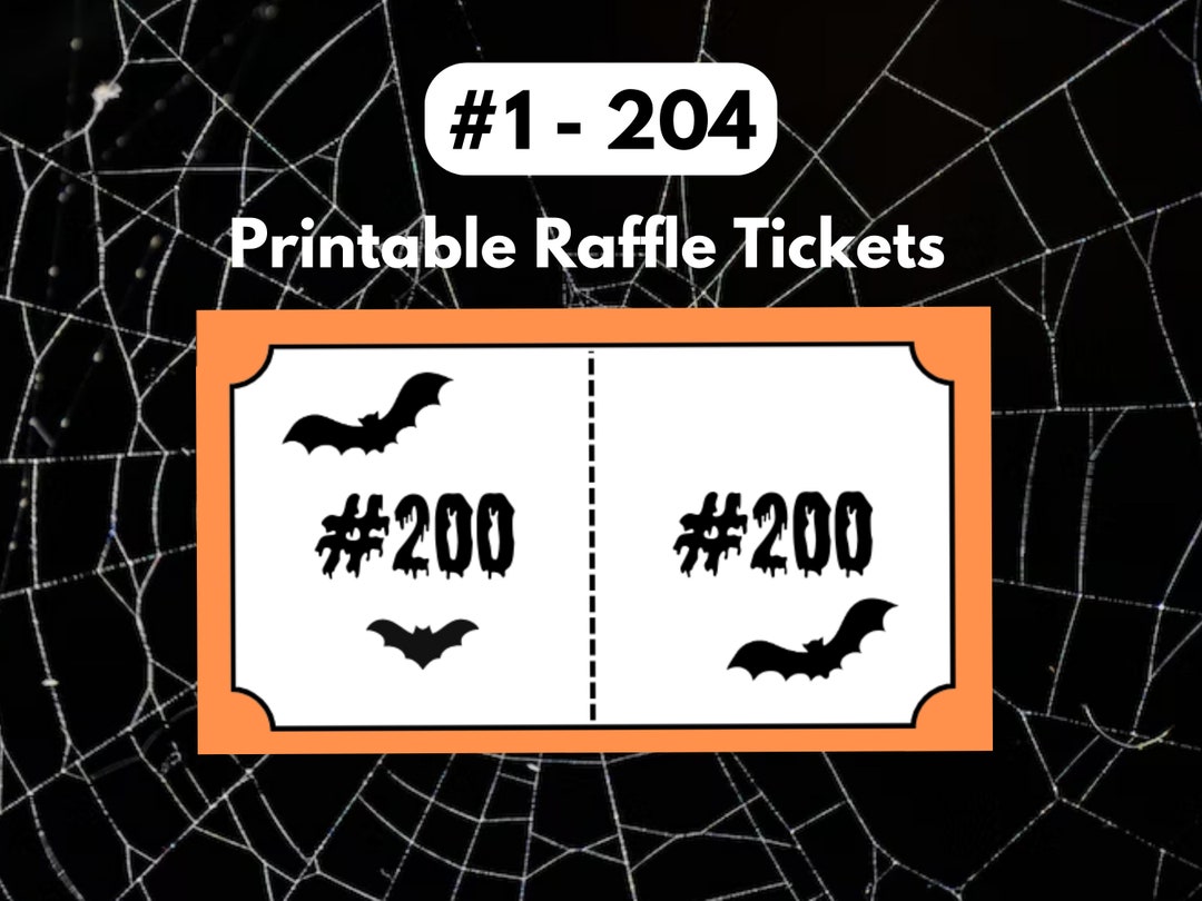 Spooky Printable 5050 Raffle Tickets Halloween Enter to Win Raffle ...