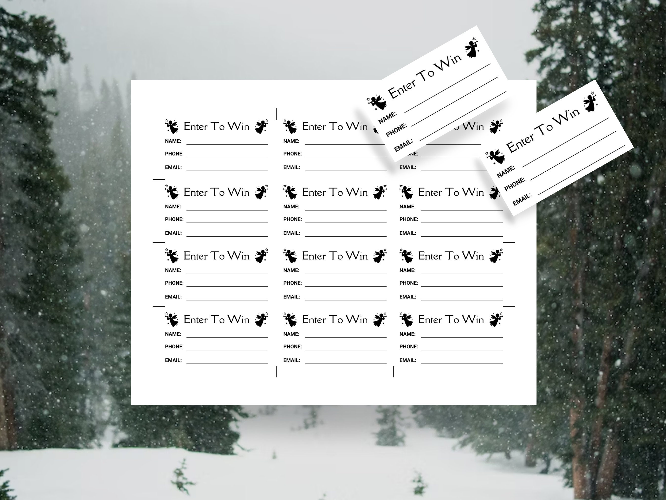 Christmas Angel Printable Raffle Ticket Template Holiday Blessing Enter ...