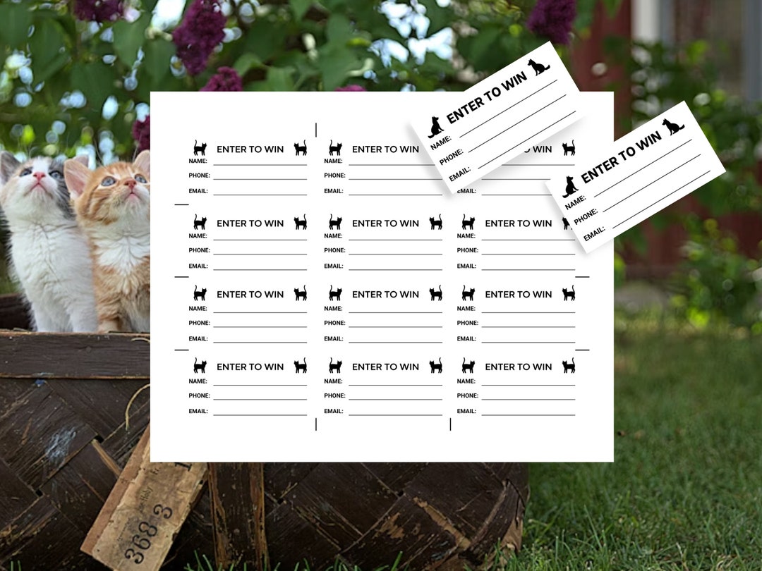 Printable Cat Raffle Ticket Template Cute Kitten Enter to Win Draw ...