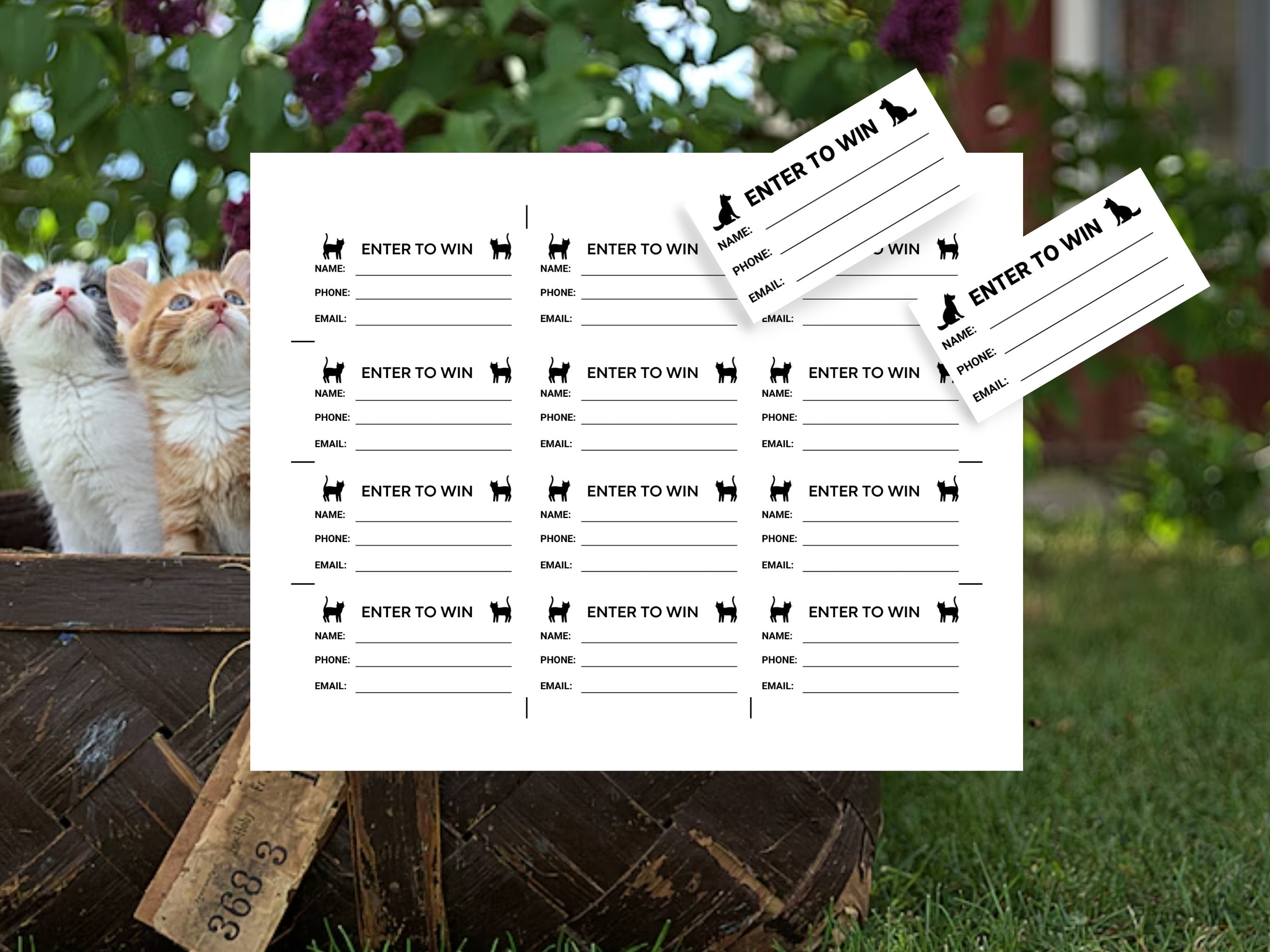 Printable Cat Raffle Ticket Template Cute Kitten Enter to Win Draw ...