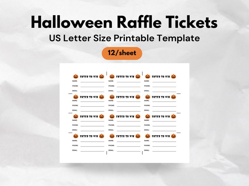 Halloween Printable Raffle Tickets Spooky Enter to Win Raffle Tickets ...