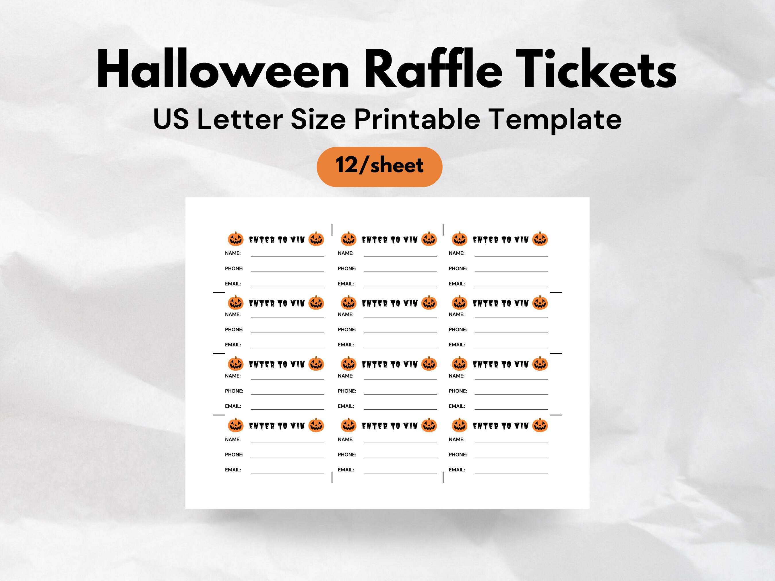 Halloween Printable Raffle Tickets Spooky Enter to Win Raffle Tickets ...