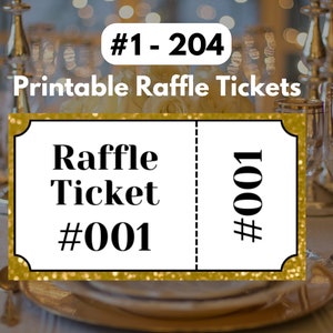 Gold Numbered Raffle Tickets Printable Enter to Win Gala Fundraiser ...