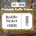 Gold Numbered Raffle Tickets Printable Enter to Win Gala Fundraiser Ticket With Numbers 1 to 204 ...