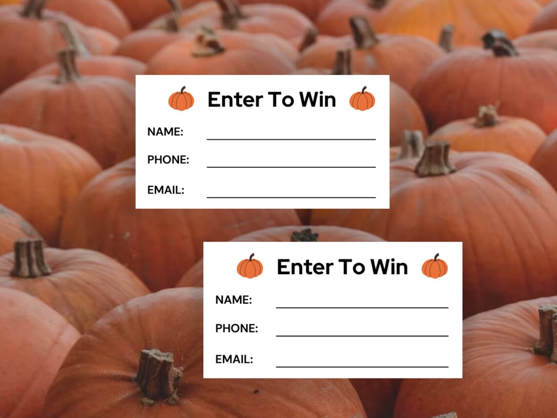 Pumpkin Printable Raffle Ticket Template Raffle Enter to Win Draw ...