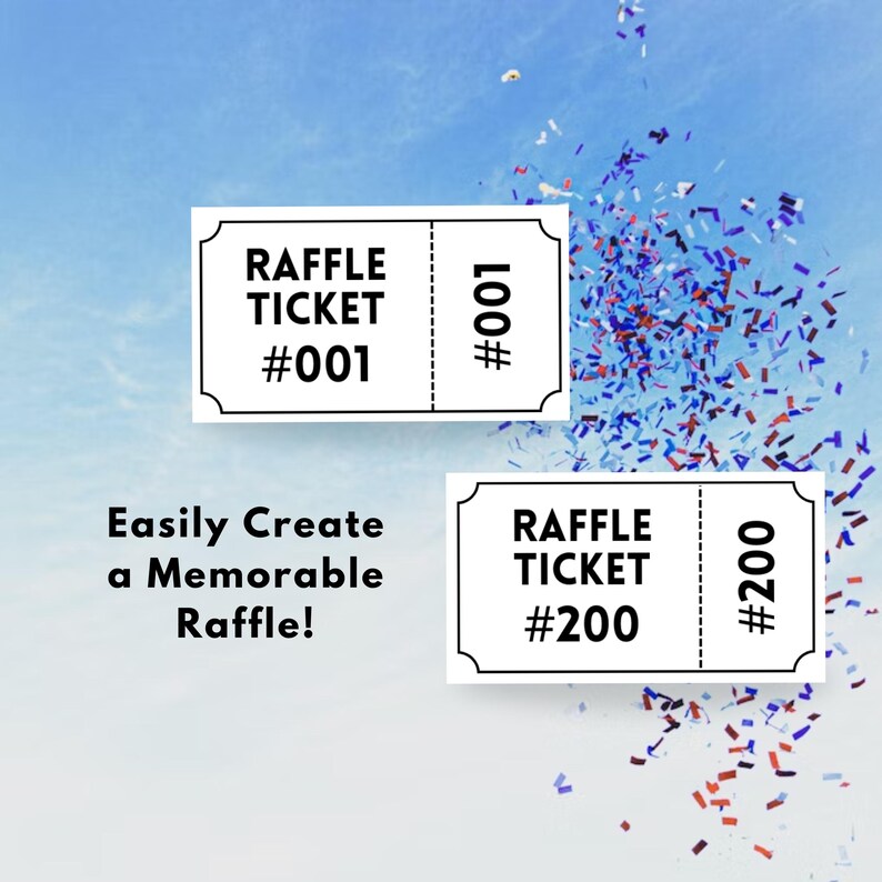 Printable Numbered Raffle Ticket Enter to Win Tickets With Numbers 1 to ...