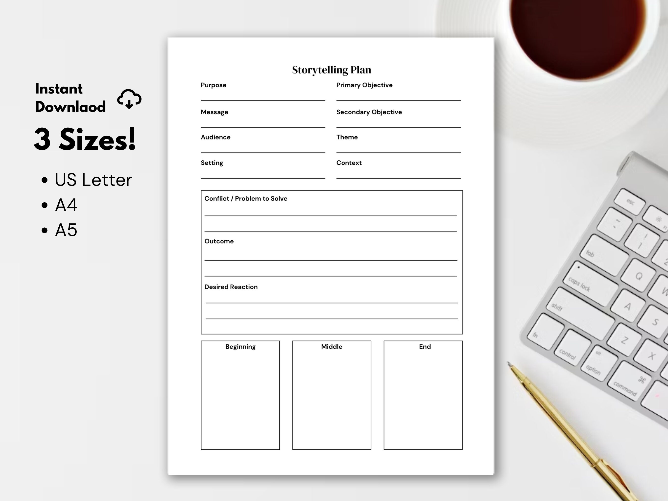 Printable Storytelling Planner Marketing Campaign Message Plan Story ...