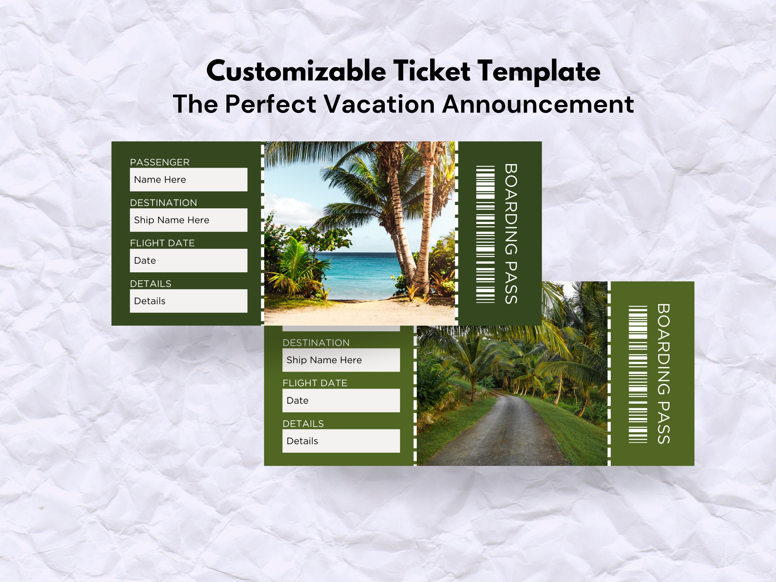 Fake Plane Tickets Surprise Vacation Editable Canva Template Surprise ...