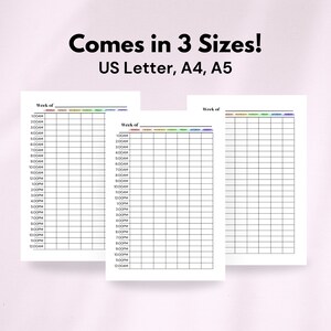 Printable Student Planner 24 Hour Time Block Planner Class Schedule ...