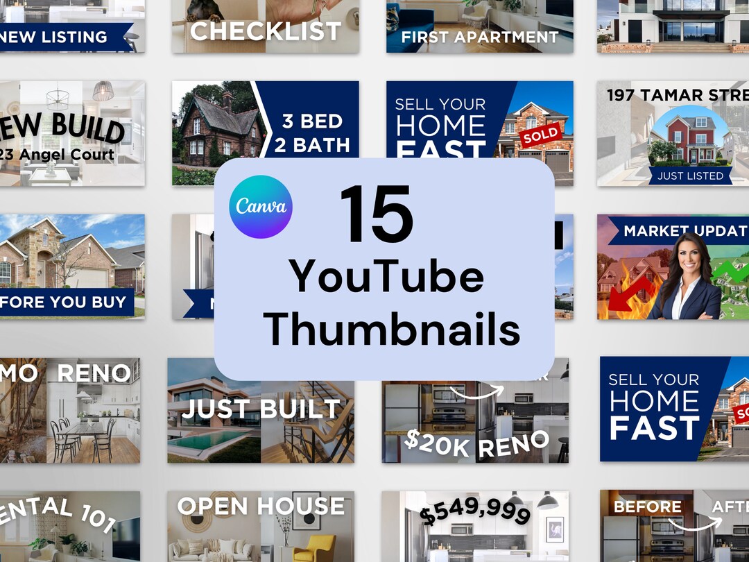 Realtor Youtube Thumbnail Template Pack Canva Editable Templates for ...