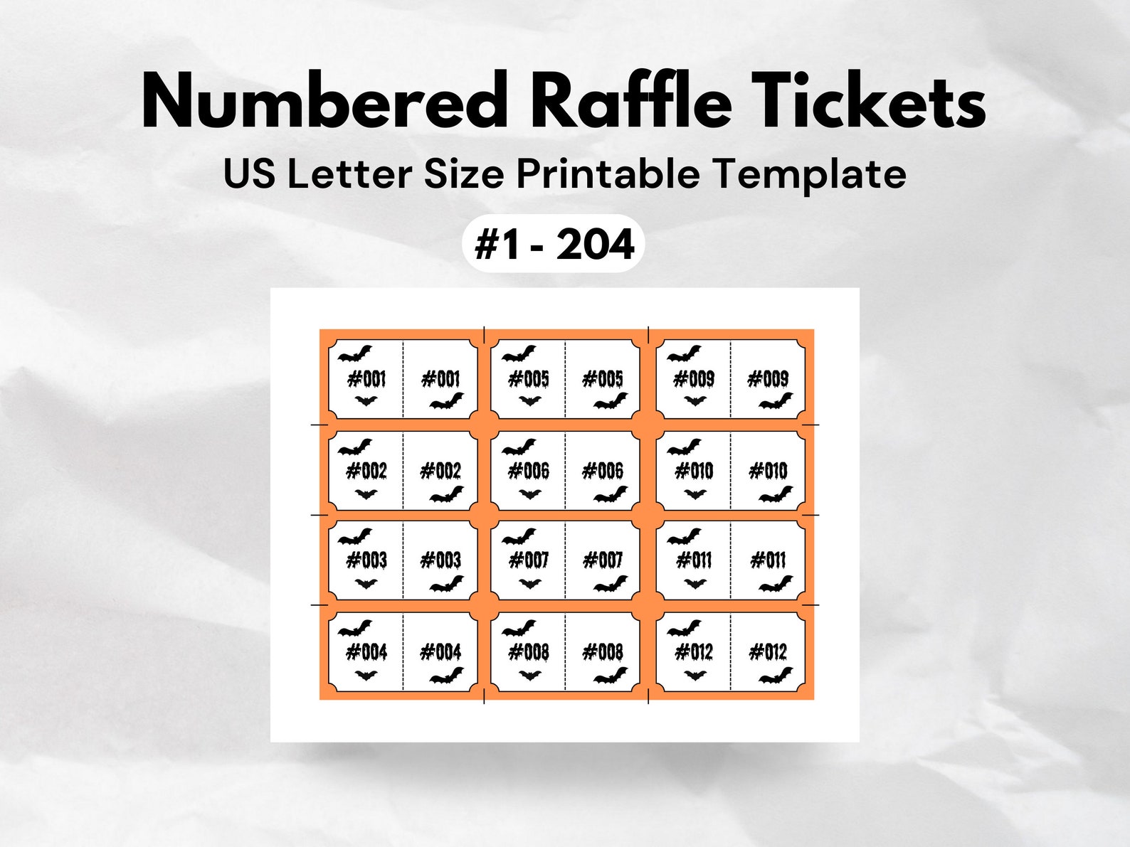 Spooky Printable 5050 Raffle Tickets Halloween Enter to Win Raffle ...