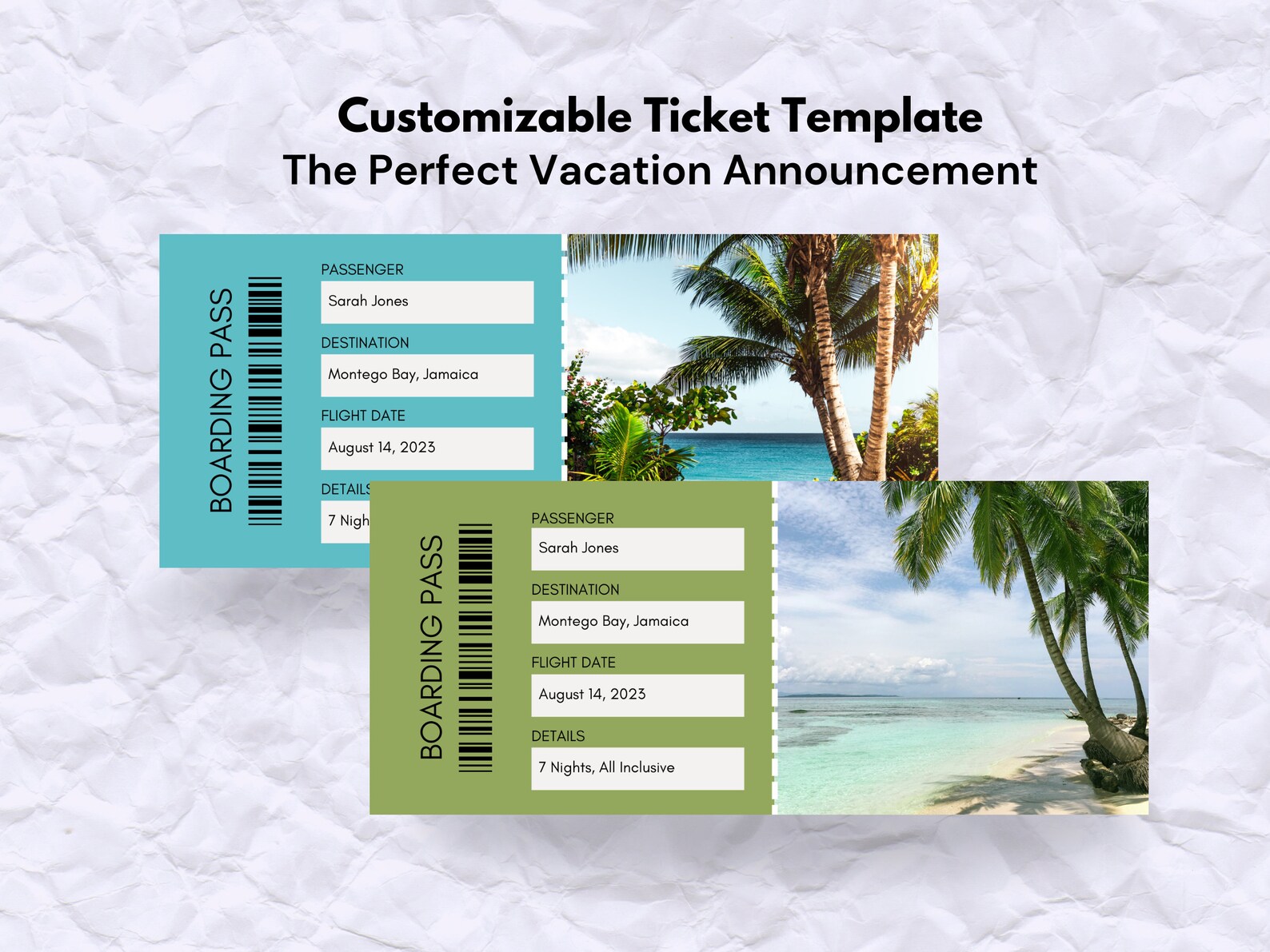 Fake Plane Tickets Surprise Vacation Editable Canva Template Surprise ...