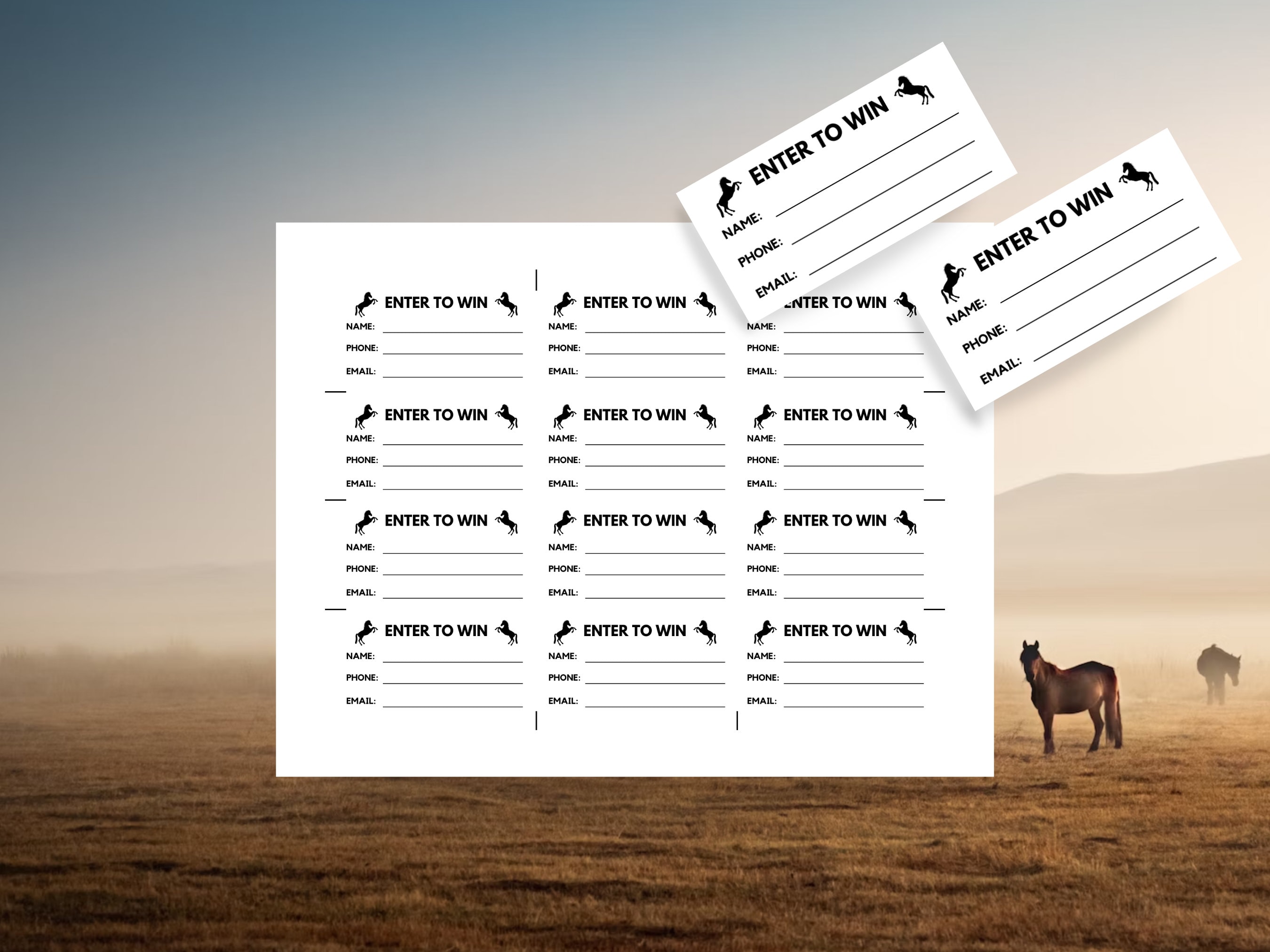 Horse Printable Raffle Ticket Template Enter to Win Horse Riding Club ...