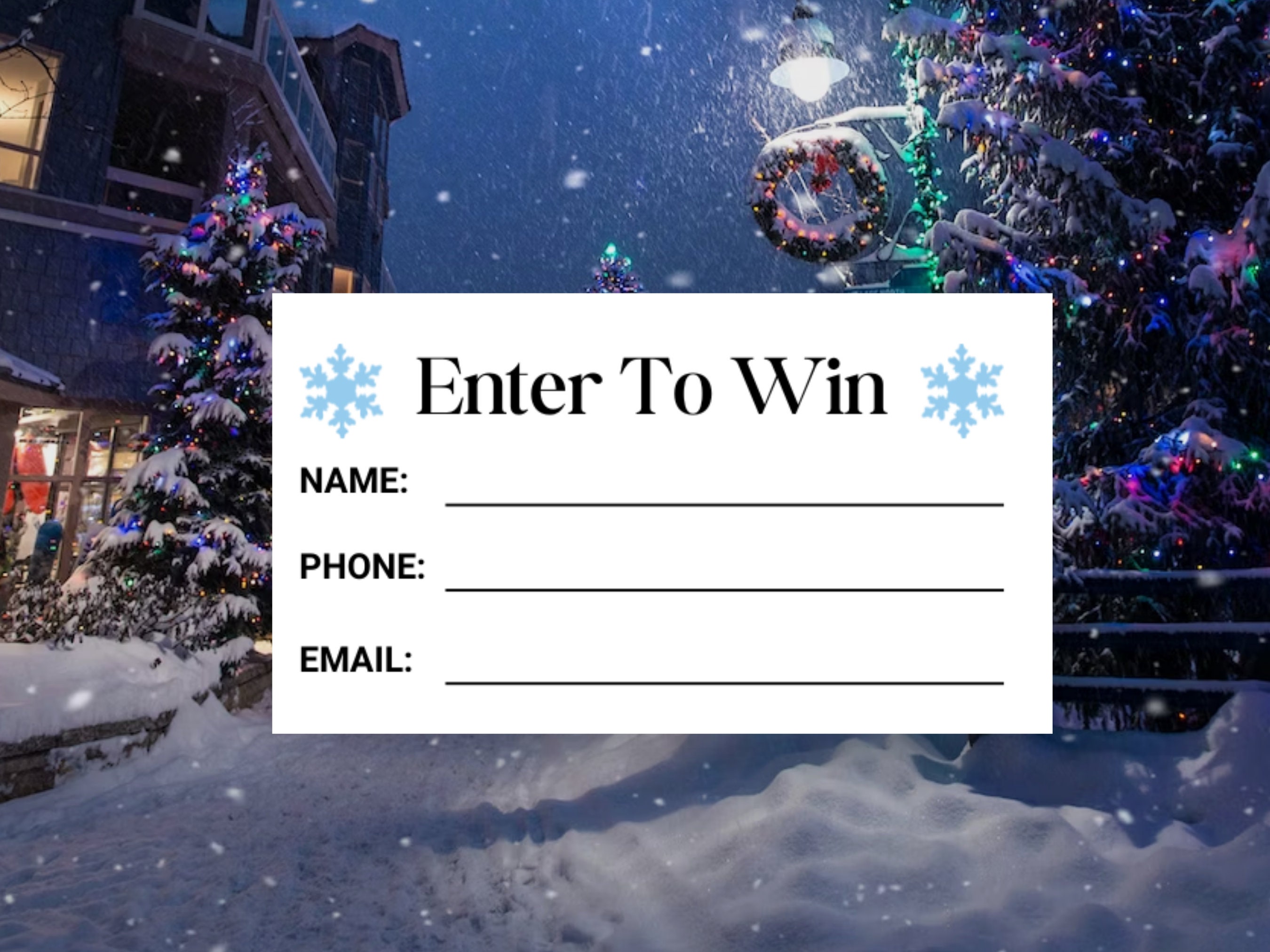 Snowflake Printable Raffle Ticket Template Winter Holiday Season Enter ...