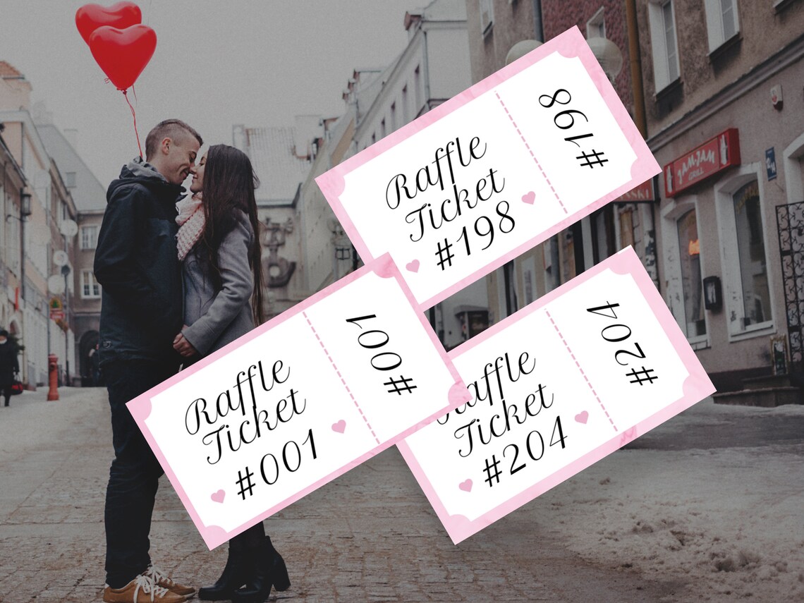 Pink Wedding Printable Numbered Raffle Tickets Door Prize Draw Entry ...