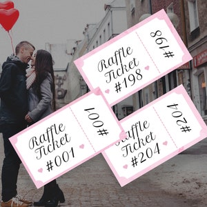 Pink Wedding Printable Numbered Raffle Tickets Door Prize Draw Entry ...