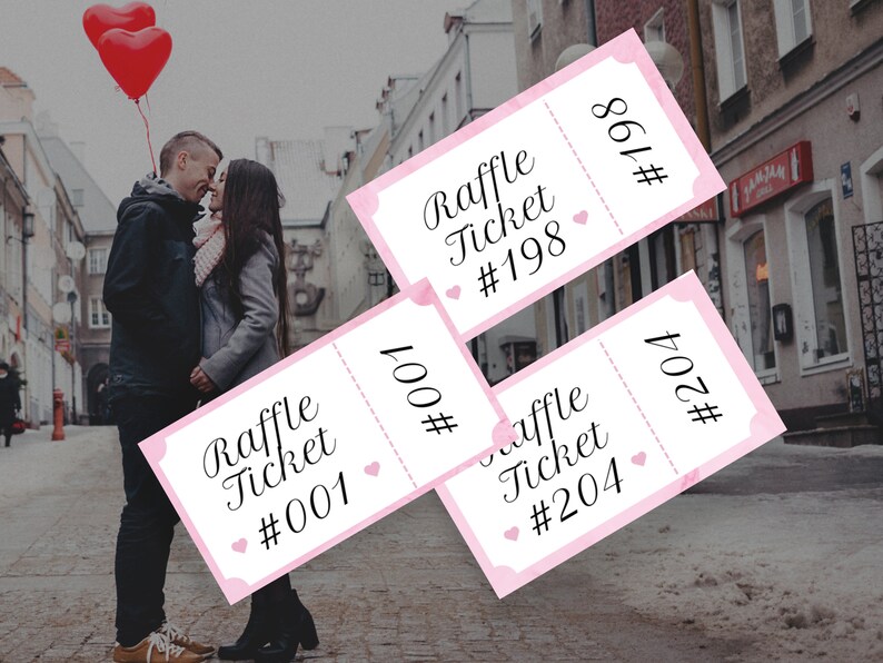 Pink Wedding Printable Numbered Raffle Tickets Door Prize Draw Entry ...