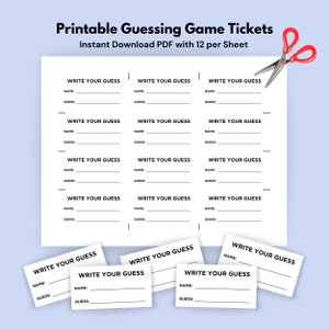 Printable PDF Guess How Many Raffle Ticket Template Guessing Game Draw ...