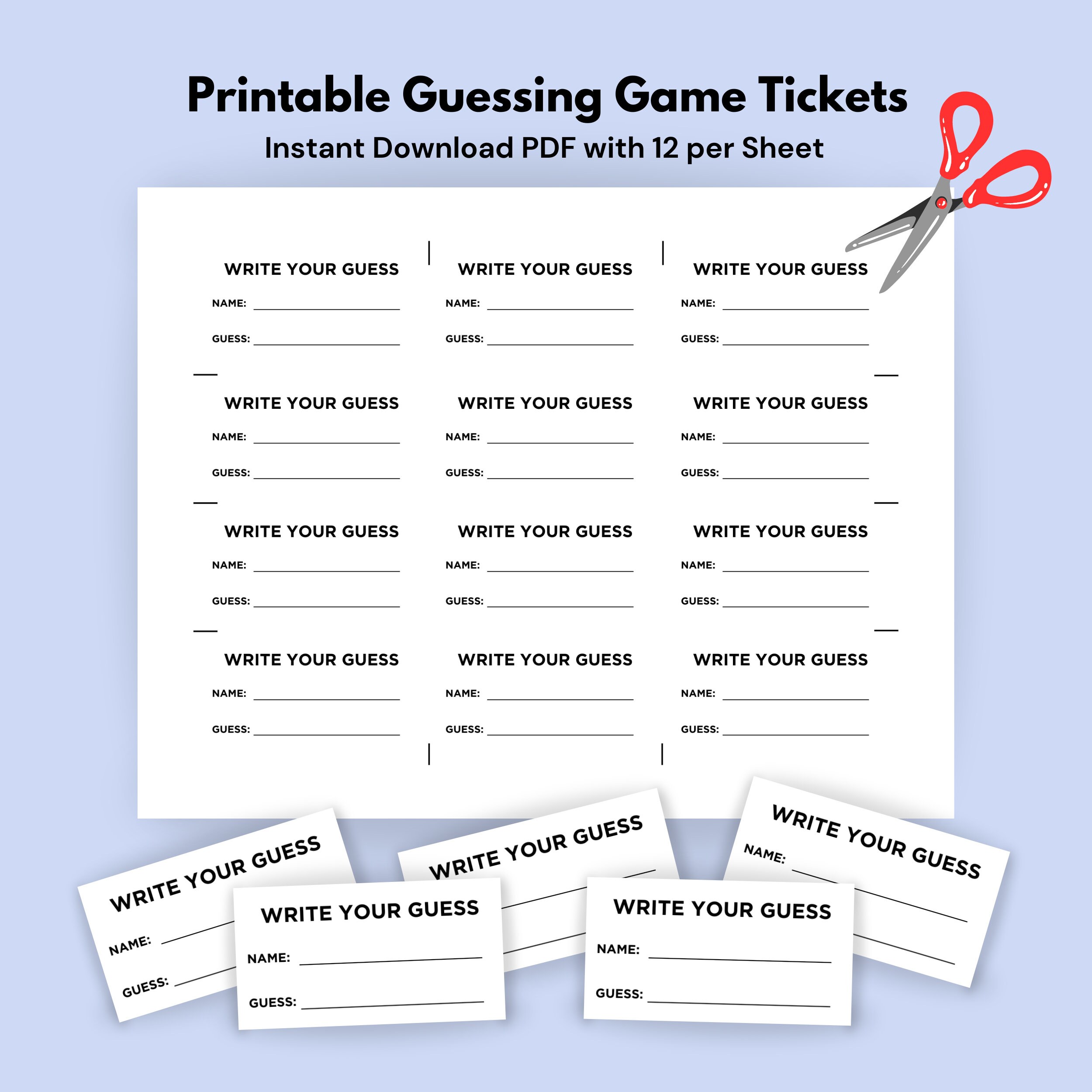 Printable PDF Guess How Many Raffle Ticket Template Guessing Game Draw ...
