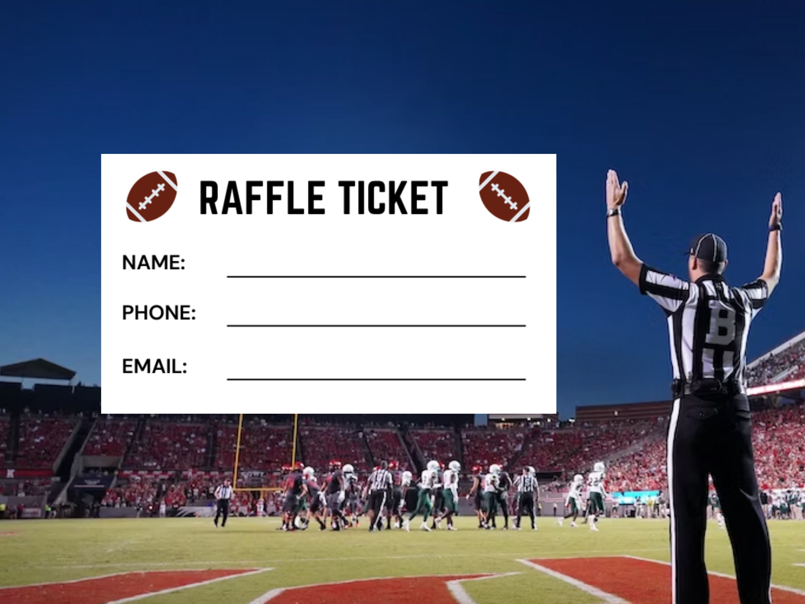 Football Printable Raffle Tickets Sports Enter to Win Raffle Tickets ...