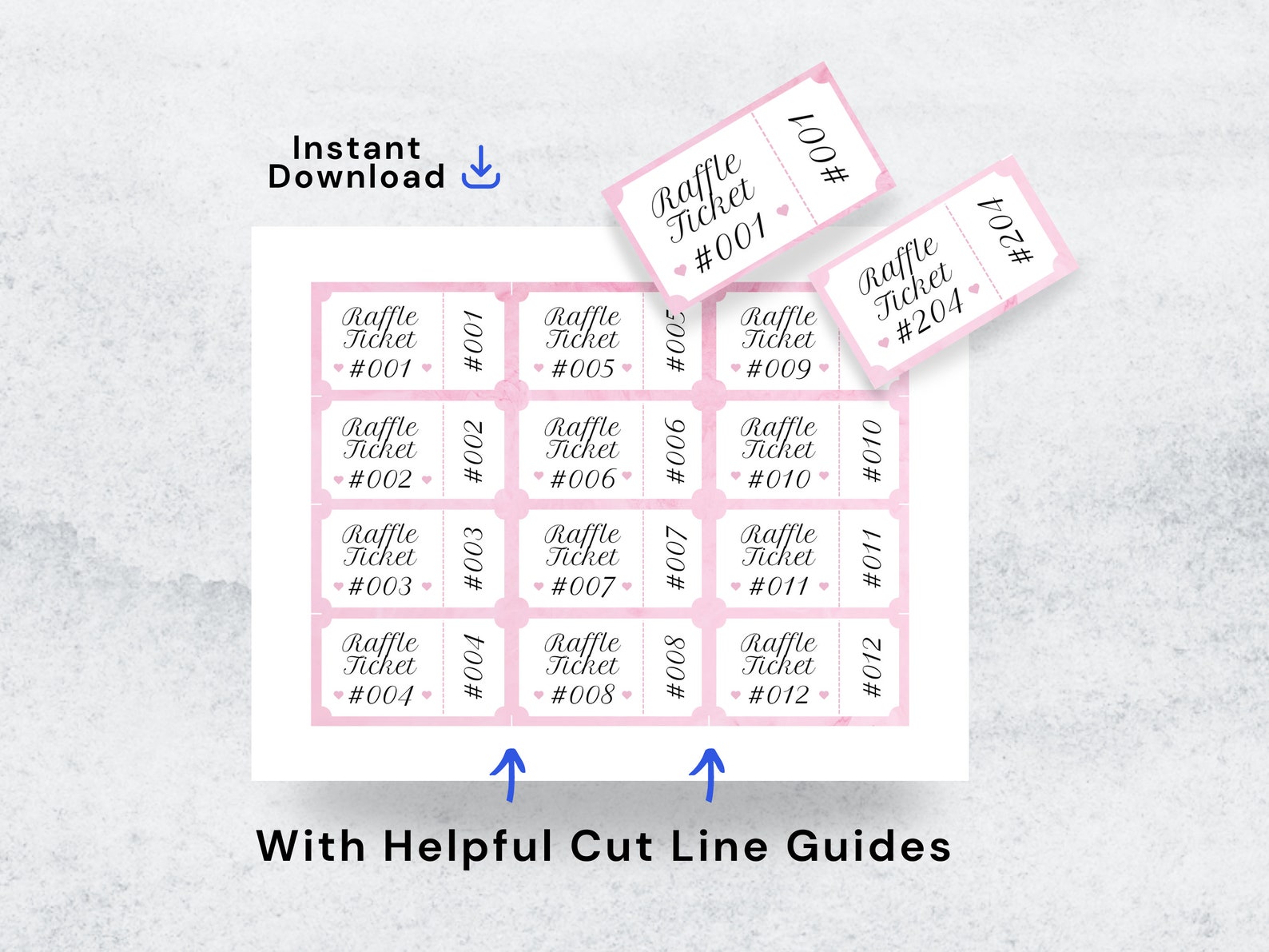 Pink Wedding Printable Numbered Raffle Tickets Door Prize Draw Entry ...