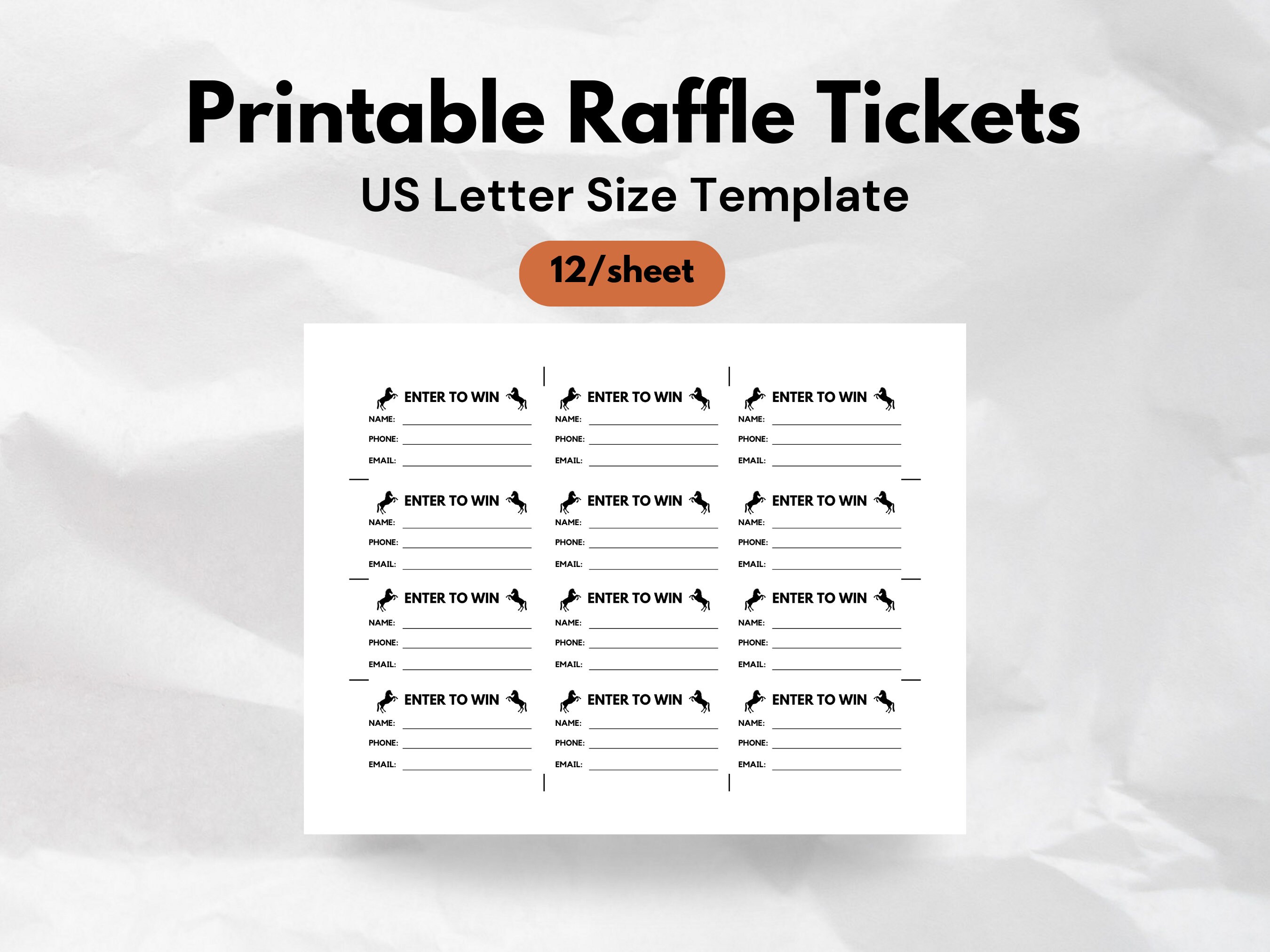 Horse Printable Raffle Ticket Template Enter to Win Horse Riding Club ...