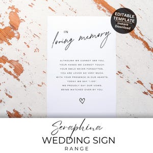 In Loving Memory Wedding Sign Printable Wedding Memorial Sign for ...