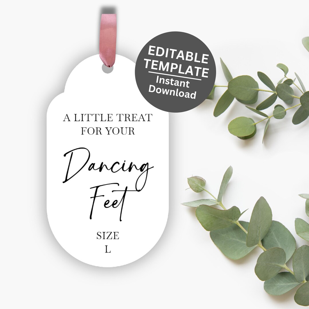 Flip Flop Tag Editable Template Thong Tag Minimalist Wedding Slider Tag ...