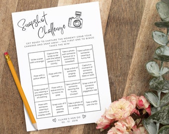 Selfie Challenge Hen Party Game Selfie Bingo Game for Hen Do Challenge ...